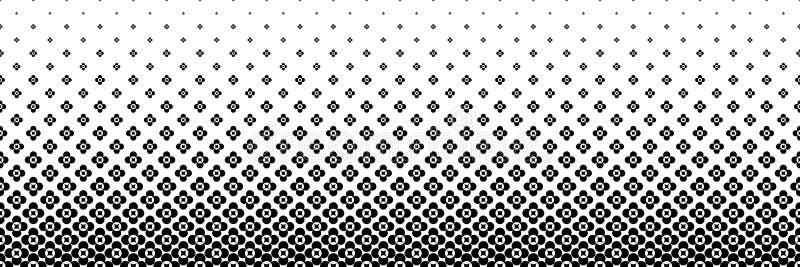 Horizontal Halftone of Black Flowers Design for Pattern and Background ...