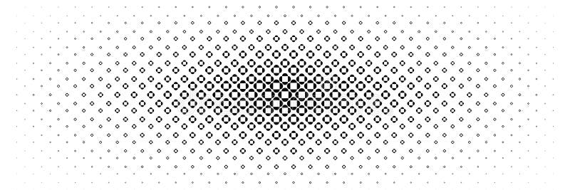 Horizontal Halftone of Black and White Spread Square and Semicircle ...