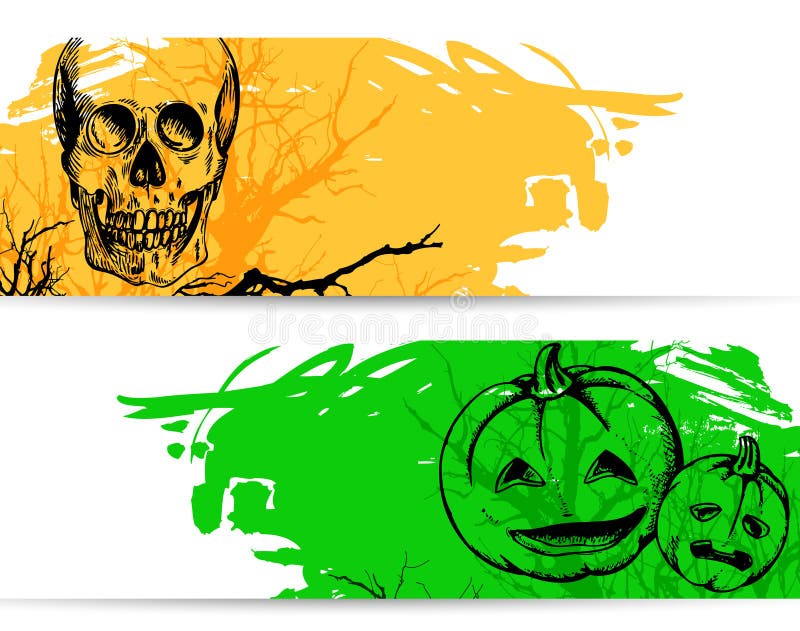 Horizontal Halloween Banners Stock Vector - Illustration of terrible ...