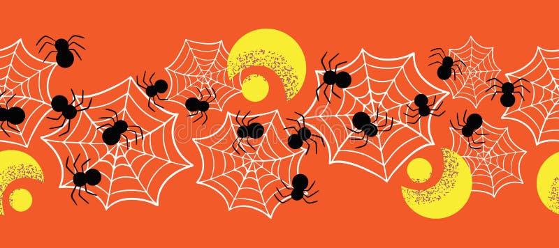Horizontal Halloween Spiders and Spiderweb Pattern Stock Vector ...