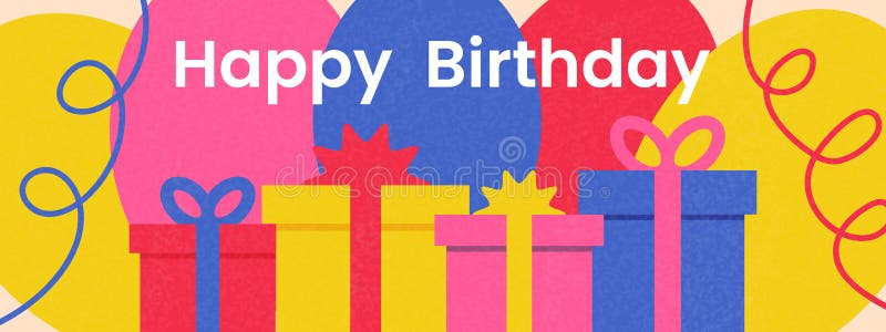 Horizontal Happy Birthday Banner with Balloons and Gifts Stock Vector ...