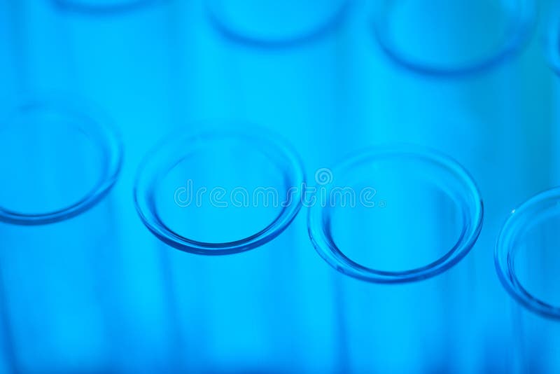 Empty Test-Tubes in Blue Light Stock Photo - Image of closeup, liquid ...