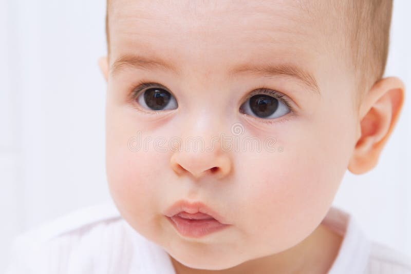 Beautiful Baby Portrait on White Background Stock Image - Image of eyes ...