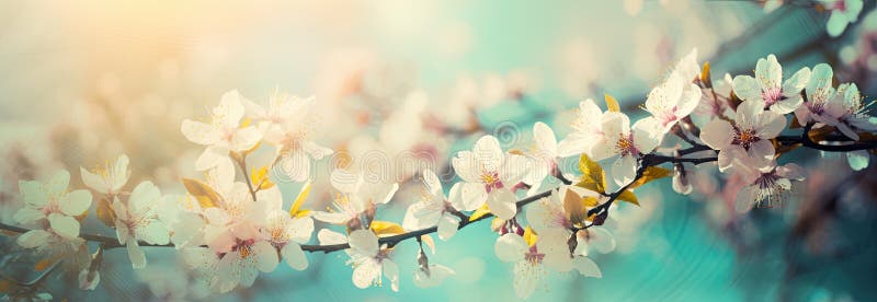 Horizontal Image with Cherry Blossom, Spring Flowers, Sakura ...