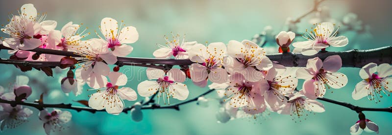 Horizontal Image with Cherry Blossom, Spring Flowers, Sakura ...