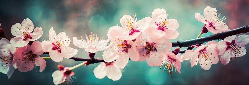 Horizontal Image with Cherry Blossom, Spring Flowers, Sakura ...