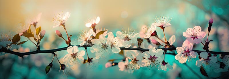 Horizontal Image with Cherry Blossom, Spring Flowers, Sakura ...