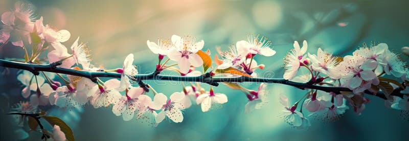 Horizontal Image with Cherry Blossom, Spring Flowers, Sakura ...