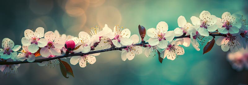 Horizontal Image with Cherry Blossom, Spring Flowers, Sakura ...