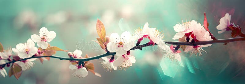 Horizontal Image with Cherry Blossom, Spring Flowers, Sakura ...