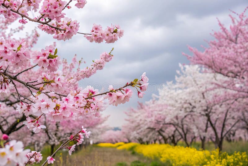 Horizontal Image with Cherry Blossom, Spring Flowers, Sakura ...