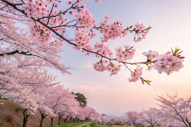 Horizontal Image with Cherry Blossom, Spring Flowers, Sakura ...