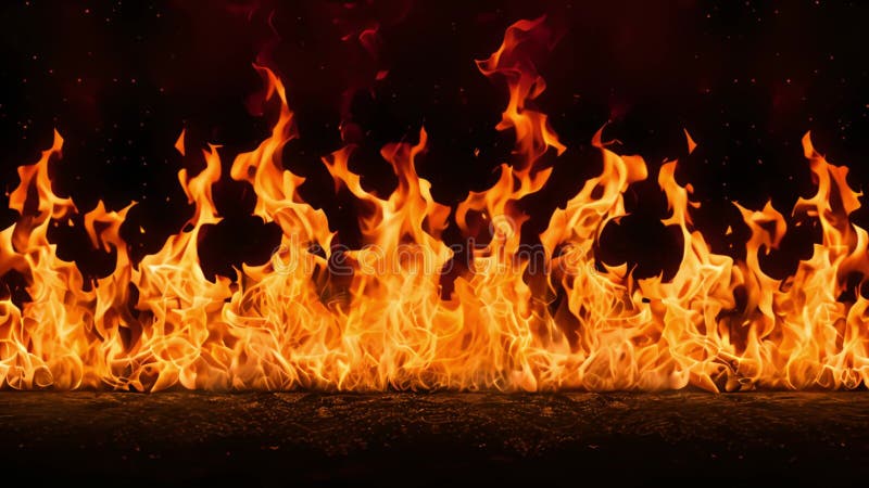 Fiery Flames Against Black Background Stock Footage - Video of wall ...