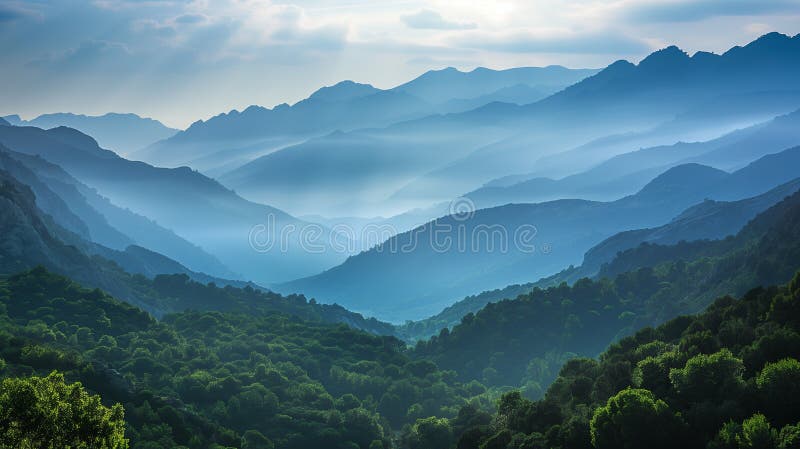 Horizontal Image of a Mountainous Landscape. Ambient Light Stock ...
