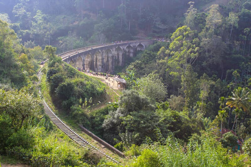 Horizontal Image of the Nine Arch Bridge from Above, Sunset Sky Stock ...