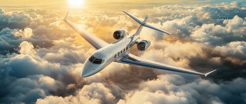 A Horizontal Image of a Private Jet Traversing the Earth, Featuring an ...