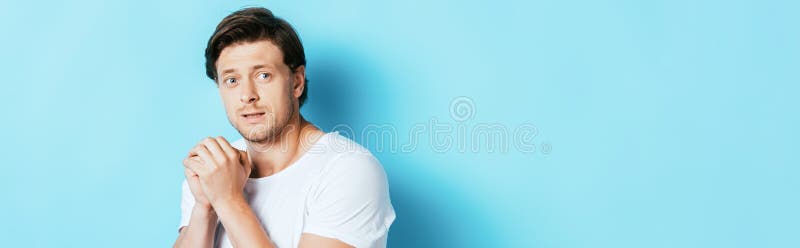 Image of Scared Man Looking Away Stock Photo - Image of banner, scared ...
