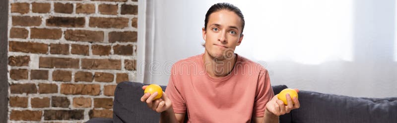 Horizontal Image of Skeptical Man Holding Stock Image - Image of ...