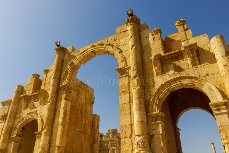 Horizontal Image of the Three-arch Gate in Jerash, Northern Jordan in ...