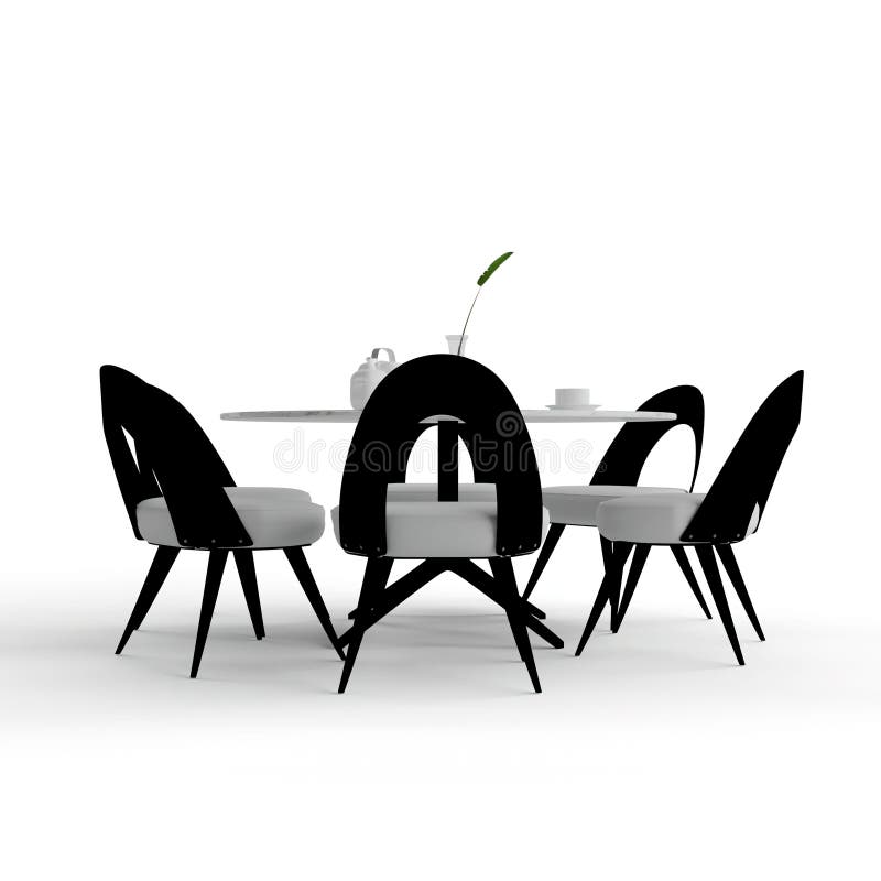 An Image of the Three Chairs at a Table with One Sitting Down Stock ...