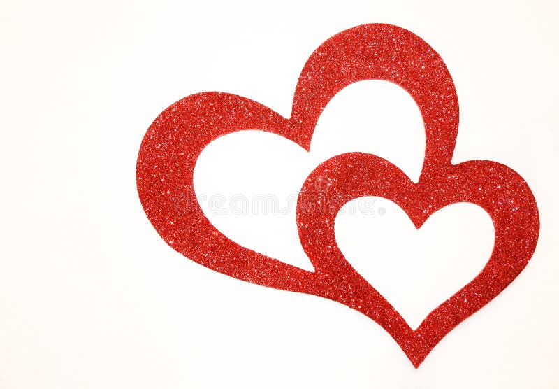 Double Red Valentines Hearts on White Background Stock Photo - Image of ...
