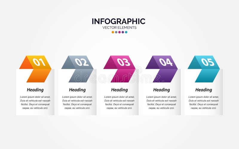 Horizontal Infographic Arrow Design with 5 Options or Steps Stock ...