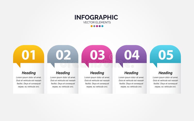 Horizontal Infographic Design Template with 5 Options or Steps Stock ...