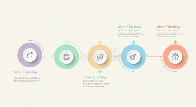 A Horizontal Infographic with a Sequence of Five Pastel-colored Circles ...
