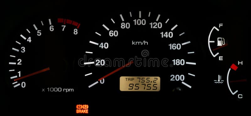 Horizontal Isolated Car Speedometer No Fuel Panel Stock Image - Image ...
