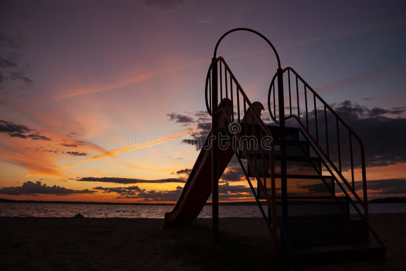 Empty Slide on the Kid`s Playground Stock Photo - Image of landscape ...