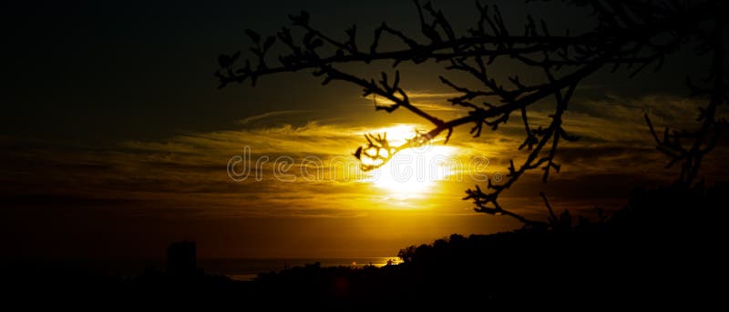 Horizontal Landscape with Sunset Over the City Stock Photo - Image of ...