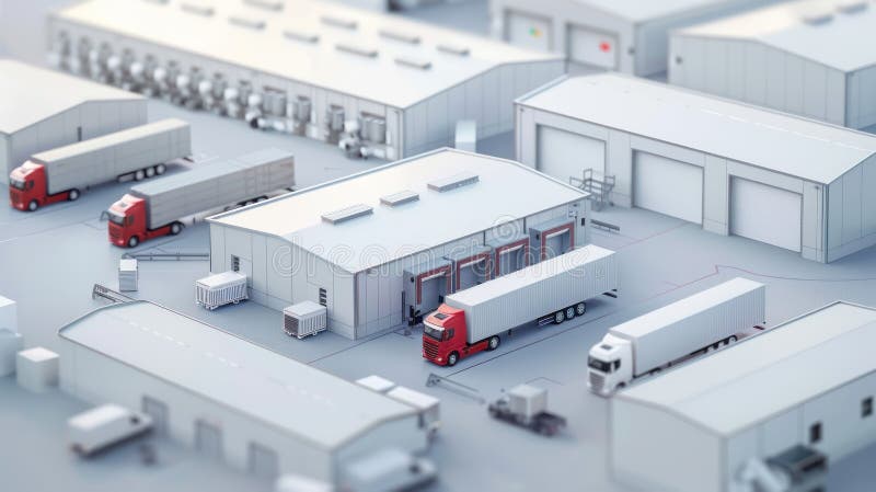 Horizontal Layout of a Logistics Center with Trucks Stock Illustration ...