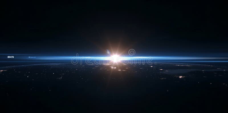 Horizontal Light Beam with Lens Flare on Black Background Stock Photo ...