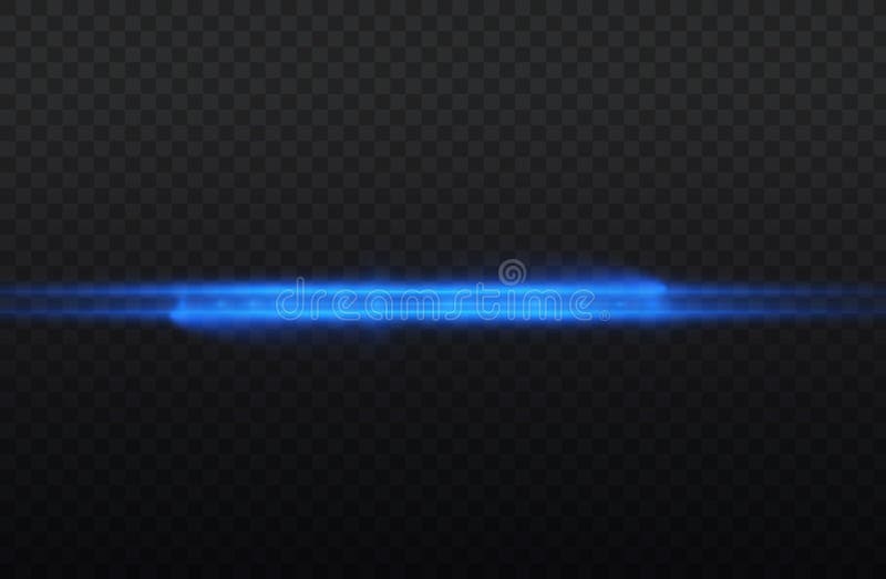 Horizontal Light Rays, Glow Blue Line, Flash Glare Stock Vector ...