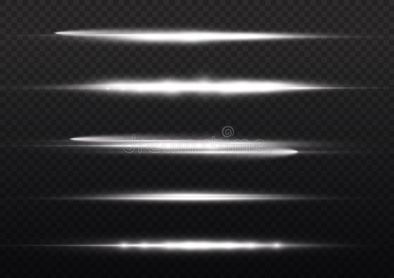 Horizontal Light Rays, White Line, Flash Glare Stock Vector ...
