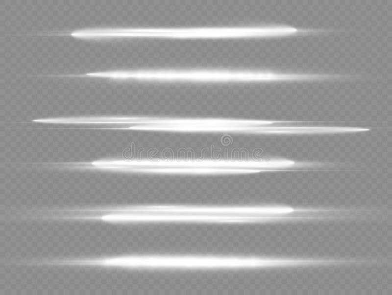 Horizontal Light Rays, White Line, Flash Glare Stock Vector ...