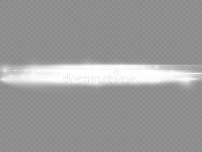 Horizontal Light Rays, White Line, Flash Glare Stock Vector ...