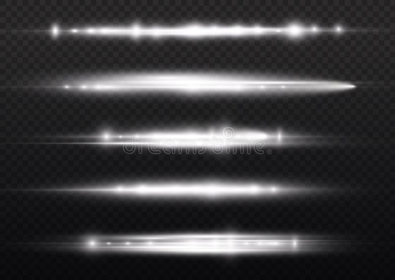 Horizontal Light Rays, White Line, Flash Glare Stock Vector ...