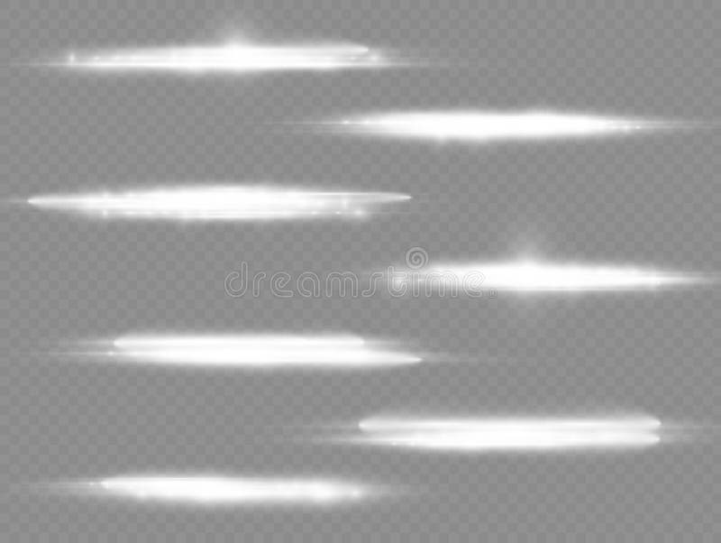 Horizontal Light Rays, White Line, Flash Glare Stock Vector ...