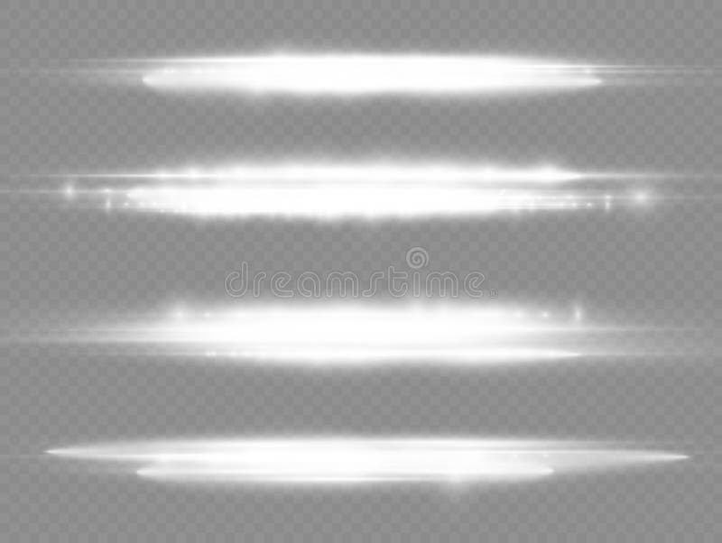 Horizontal Light Rays, White Line, Flash Glare Stock Vector ...