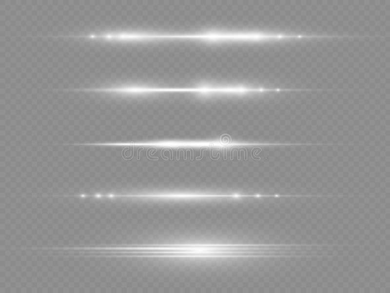 Horizontal Light Rays, White Line, Flash Glare Stock Vector ...