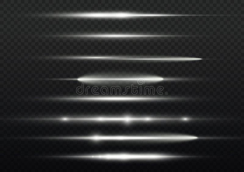 Horizontal Light Rays, White Line, Flash Glare Stock Vector ...