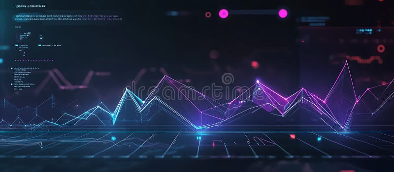 Horizontal Line Graph with Sharp Peaks, Tech Theme, Dark Mode Stock ...