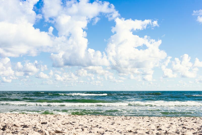 Beach Sea Line Blue Sky Evening Horizontal Square Stock Photo - Image ...