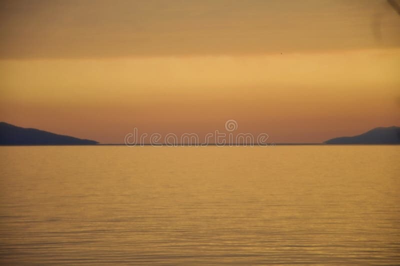 Horizontal Line between Sea and Sky at Sunset. Static Minimalistic ...