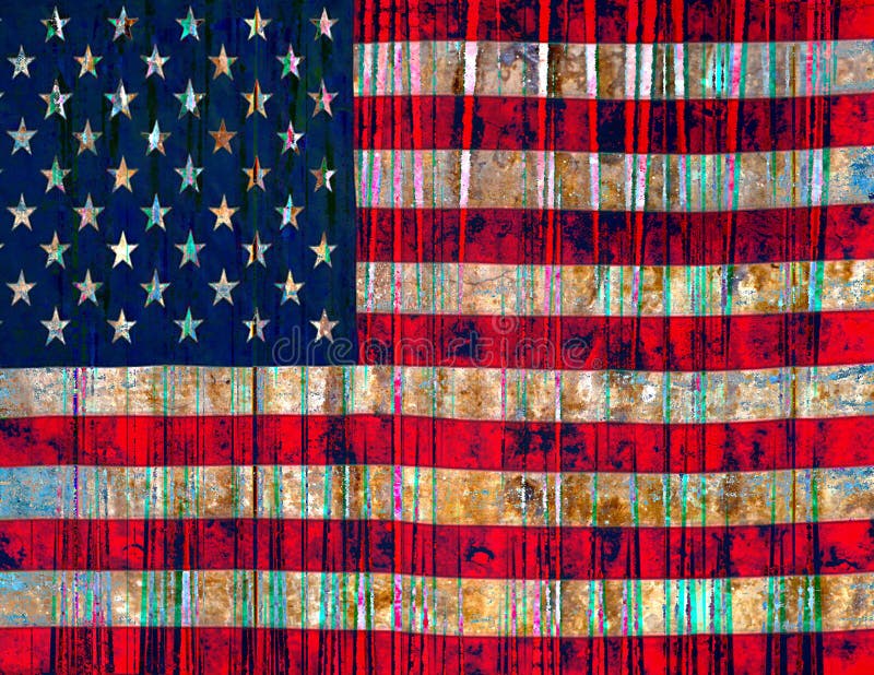 Distressed Colorful Textured American Flag Stock Illustration ...