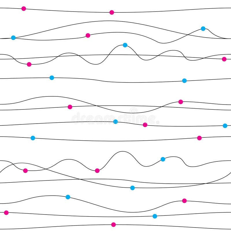 Horizontal Lines Forming Waves with Colored Dots. Seamless Pattern ...