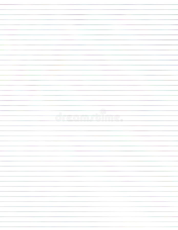 Notepaper Horizontal Lines of Soft Multicolor Iridescent on White Stock ...