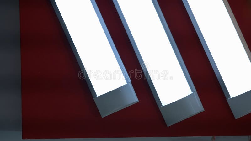 Horizontal Long Lamps on the Red Ceiling. Stock Illustration ...