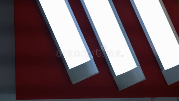 Horizontal Long Lamps on the Red Ceiling. Stock Illustration ...